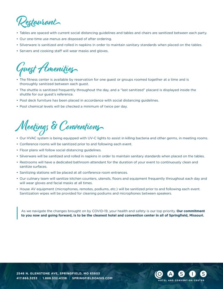 Our Clean Commitment Oasis Hotel